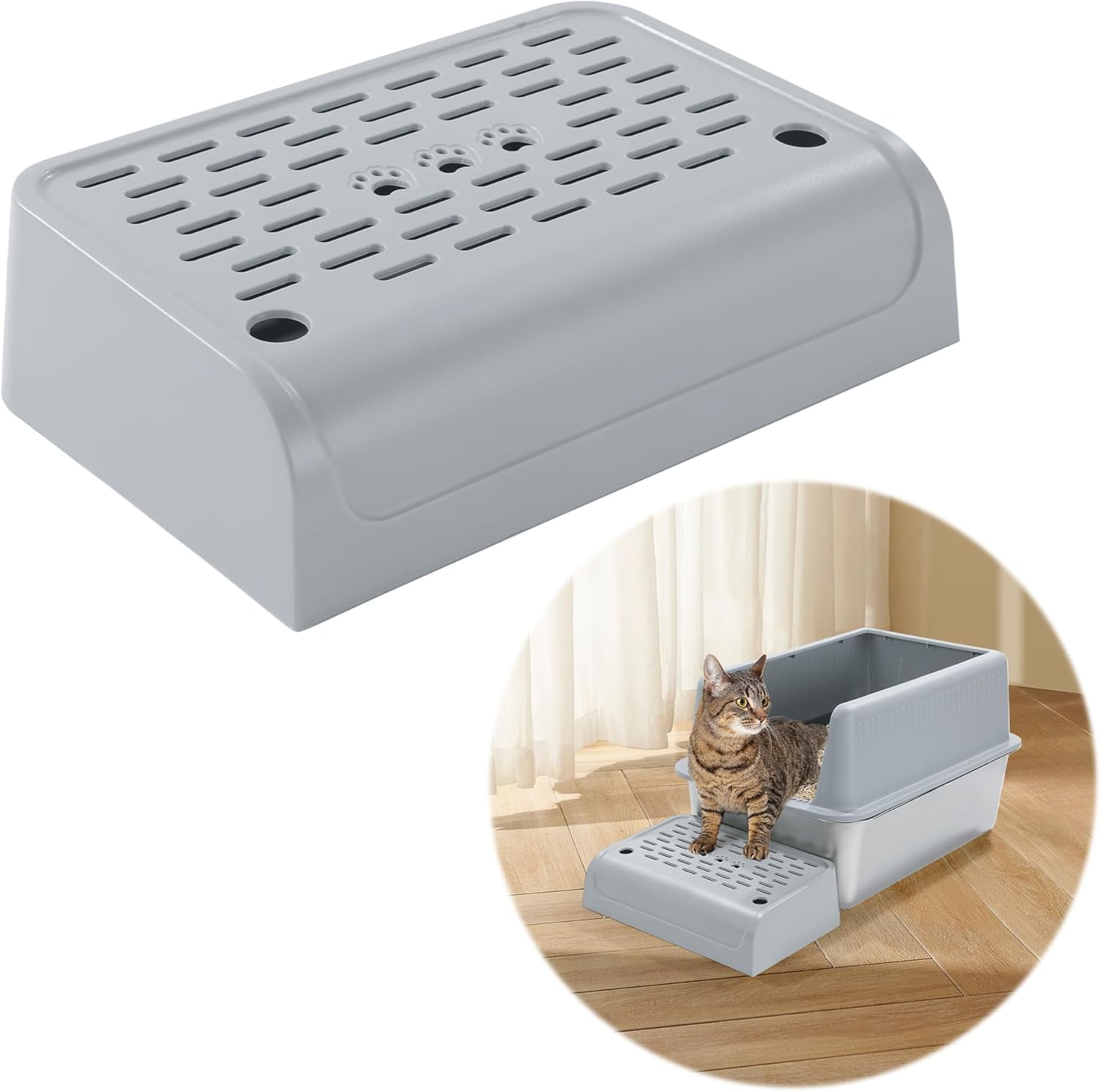 Cat Litter Box Ramp with Filter Function, Double Layered Self-Cleaning ...