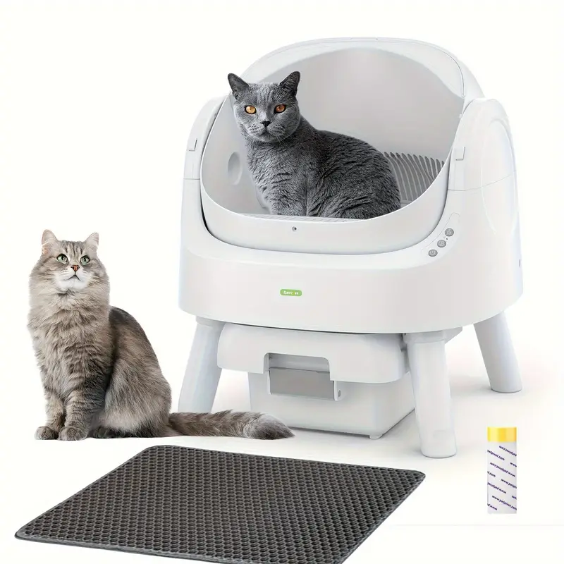 Cat Litter Box Self Cleaning with Safety Protections, Automatic and Manual Cleaning Modes, Low ...