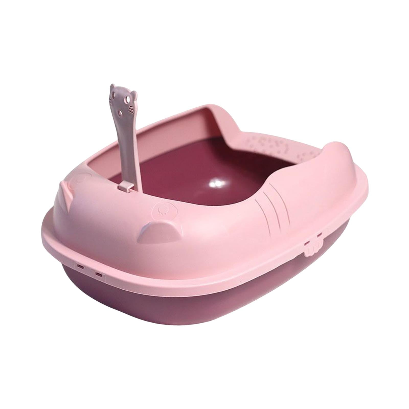 Cat Litter Box Semi Closed Kitten Litter Pan Tray Portable Litter Cat ...