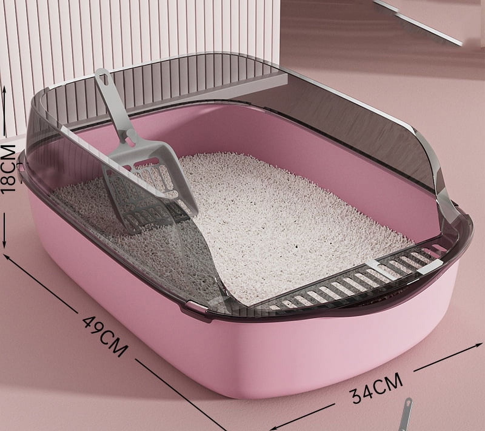 Cat Litter Box Semi-enclosed Thickening Kitty Sandbox High Side ...