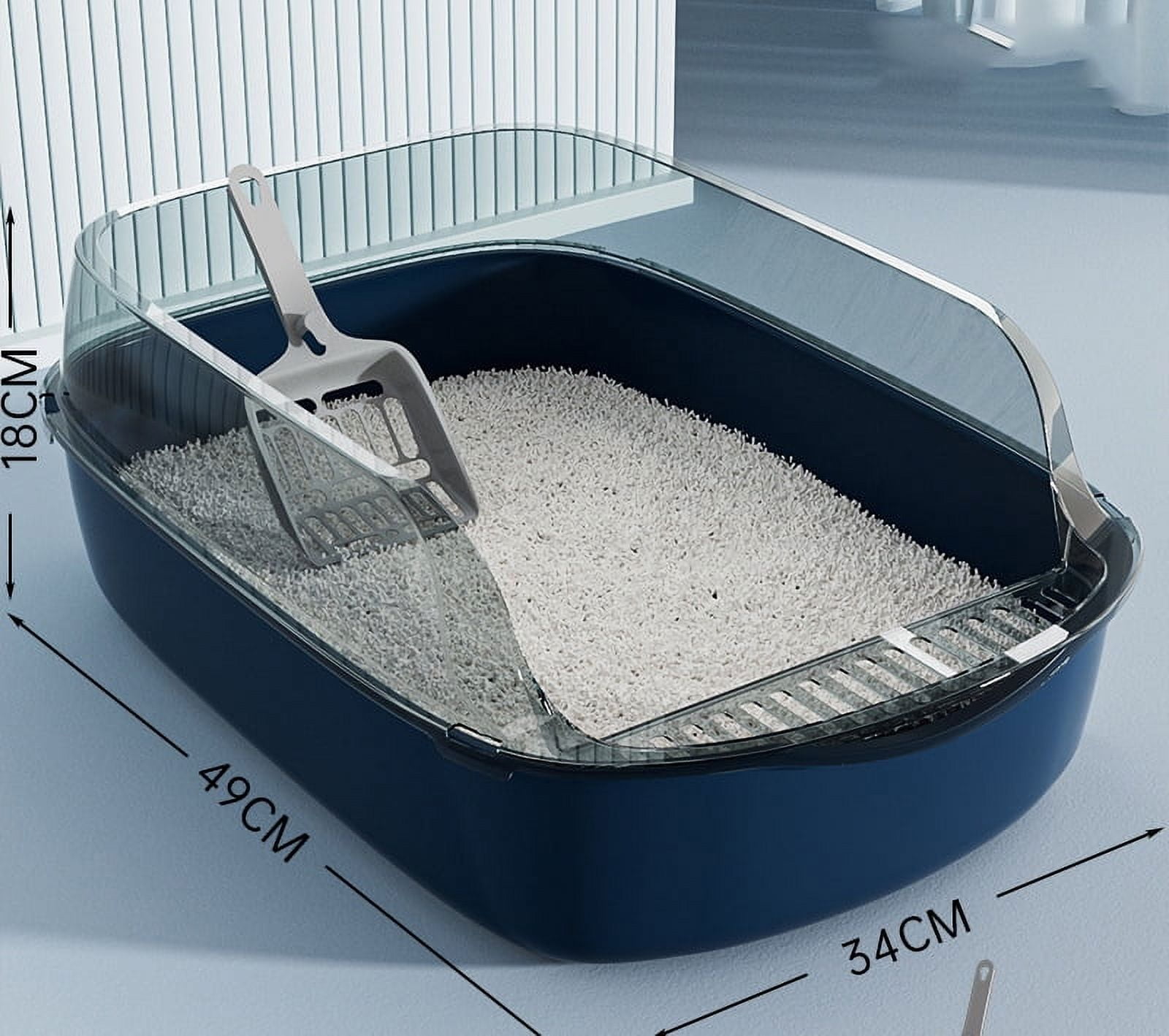 Cat Litter Box Semi-enclosed Thickening Kitty Sandbox High Side ...