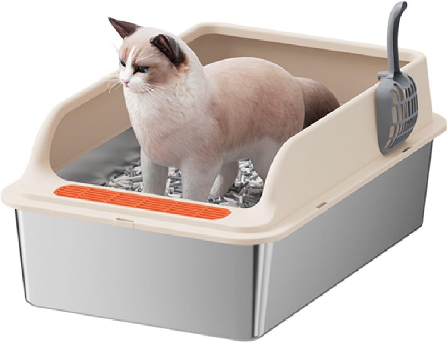Cat Litter Box, Stainless Steel Cat Litter Pan, Extra Large Metal Cat ...