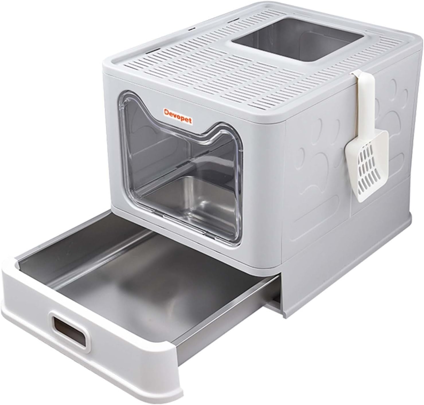 Cat Litter Box Stainless Steel Litter Box Enclosed Litter Box with Lid ...