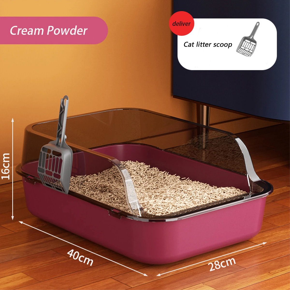 Cat Litter Box Thickening Kitty Sandbox Semi-enclosed High Side ...