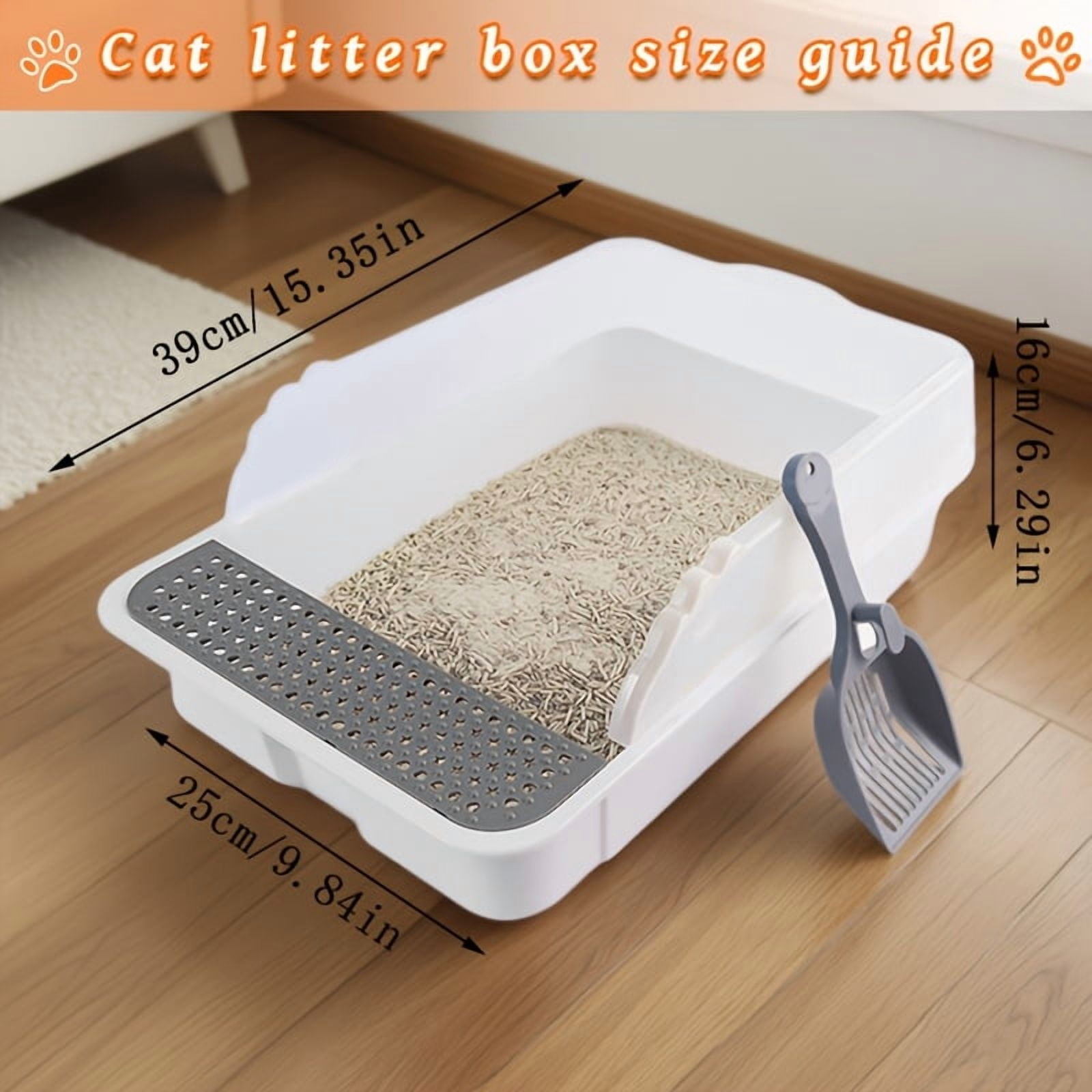 Cat Litter Box With Litter Mat And Scoop, Large Foldable Litter Box ...