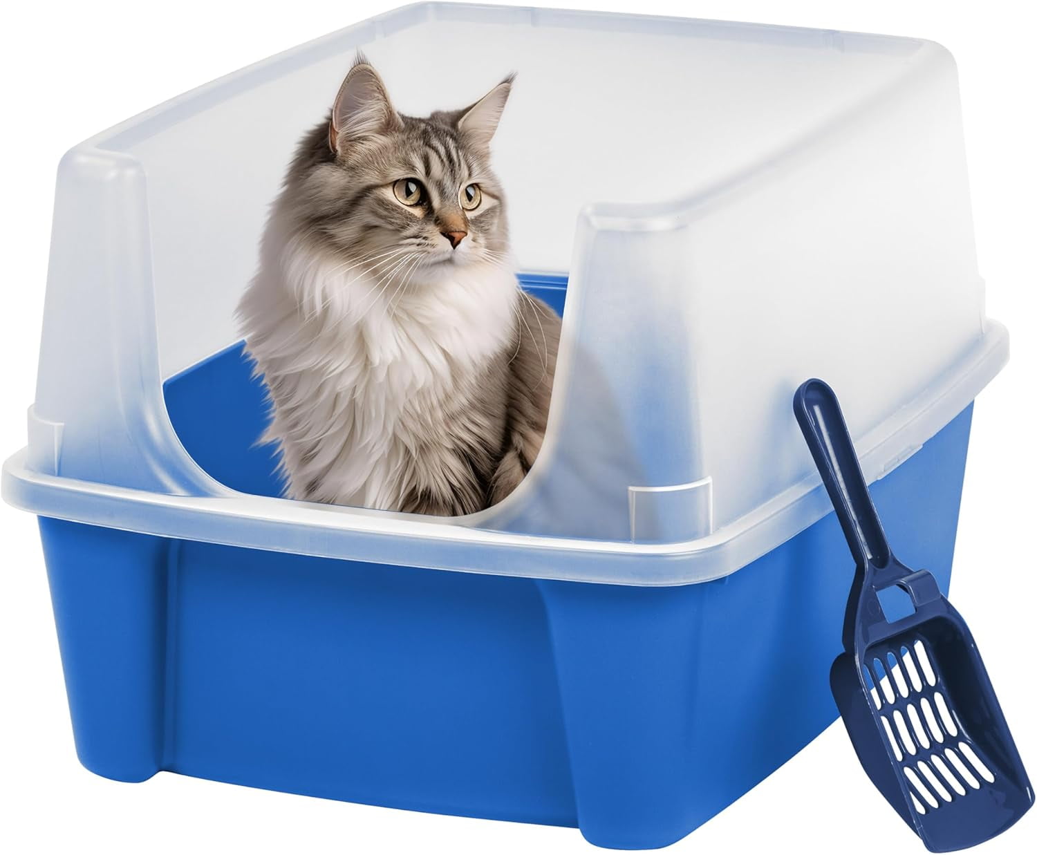 Cat Litter Box with High Walls and Handles, Made with Flexible Plastic ...