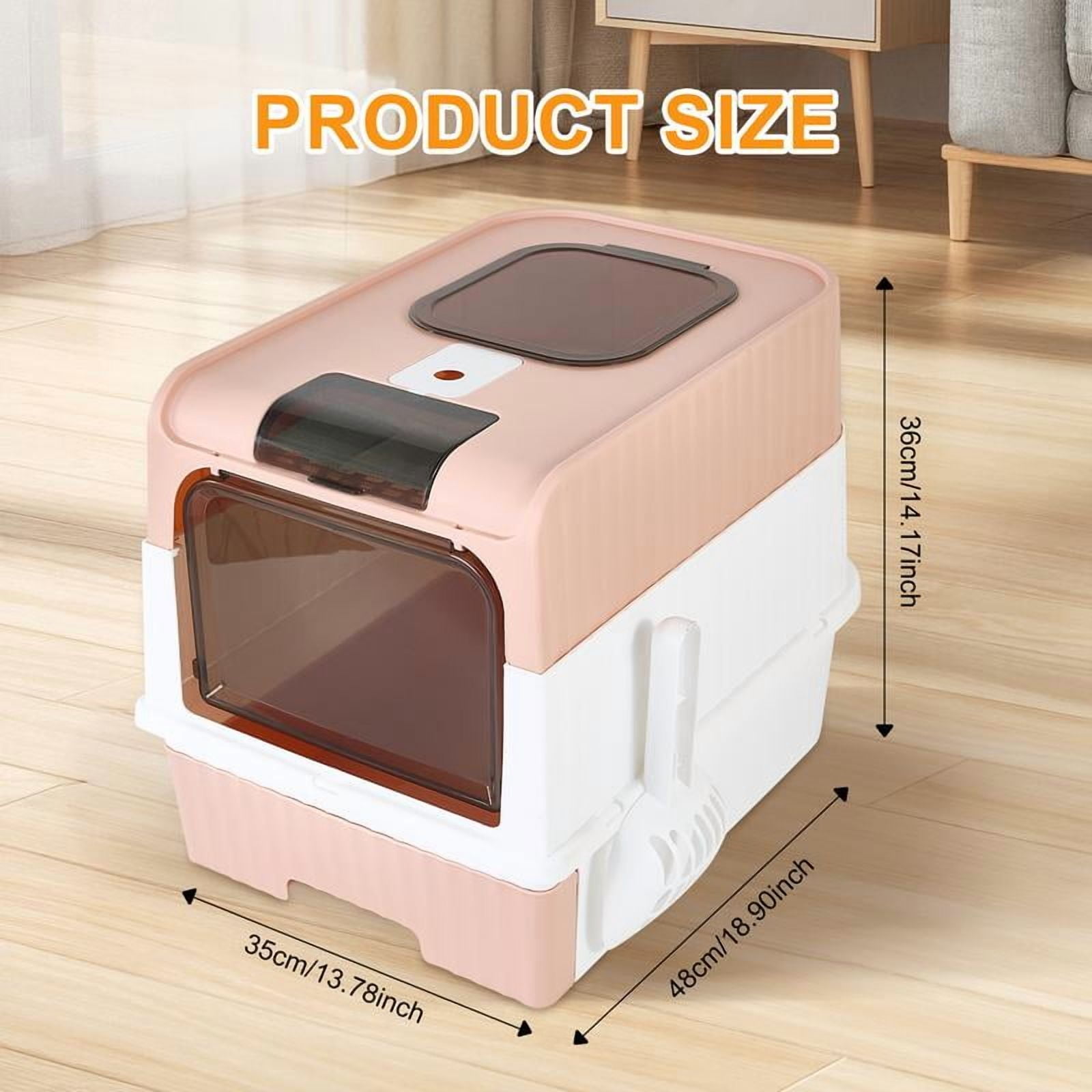 Cat Litter Box with Scoop, Large Foldable Litter Box with Lid, Front ...