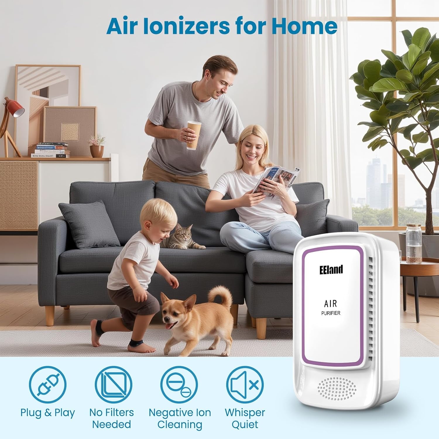 Cat Litter Deodorizer Plug in (4 Pack) - Ozone-Free Negative Ion Air ...