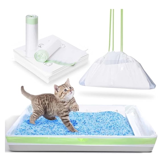 Cat Litter Liners - 20 Count, Large Drawstring Bags for Self-Cleaning ...