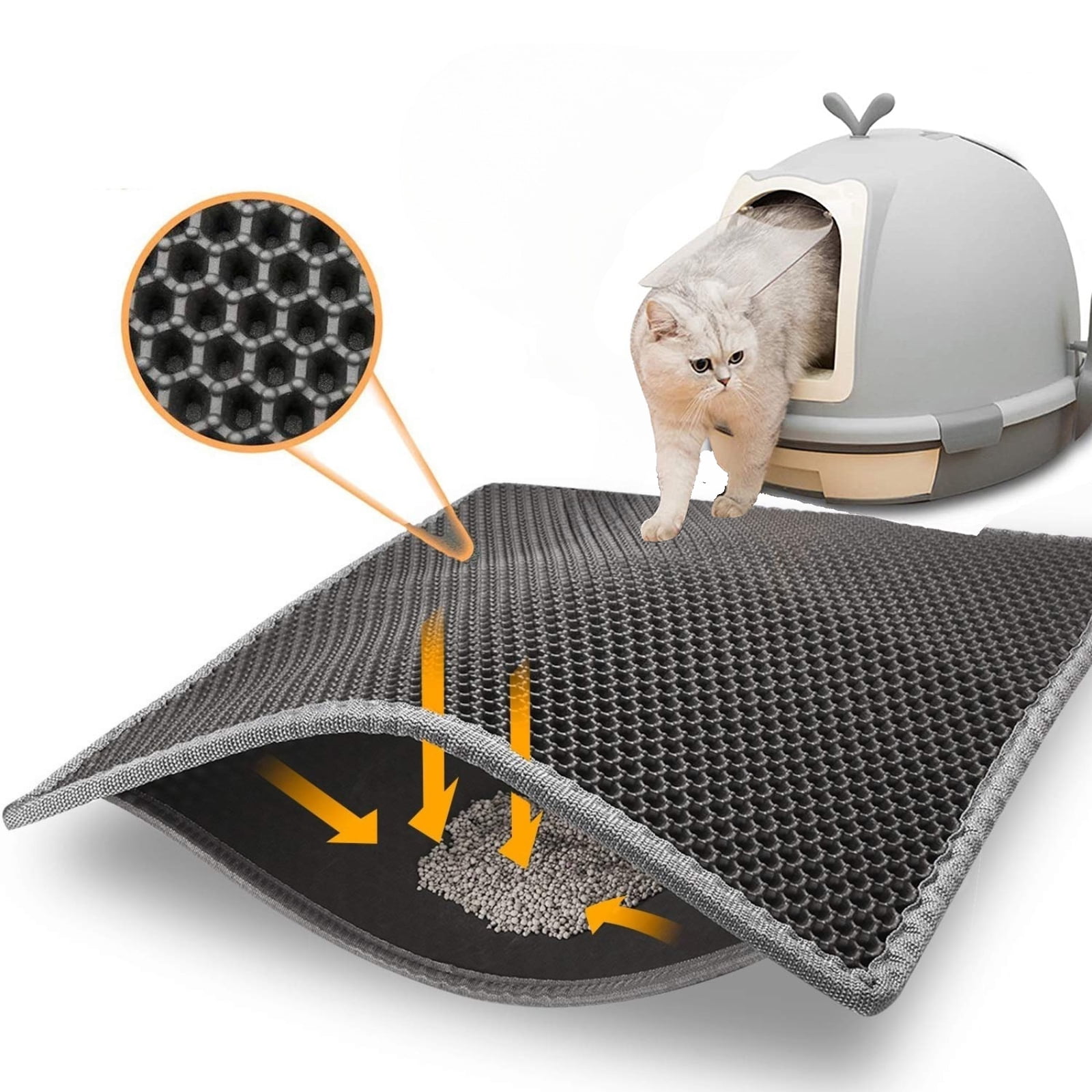 Cat Litter Mat, 15.7" x 23.6" Kitty Litter Mat, Honeycomb Double Layer ...