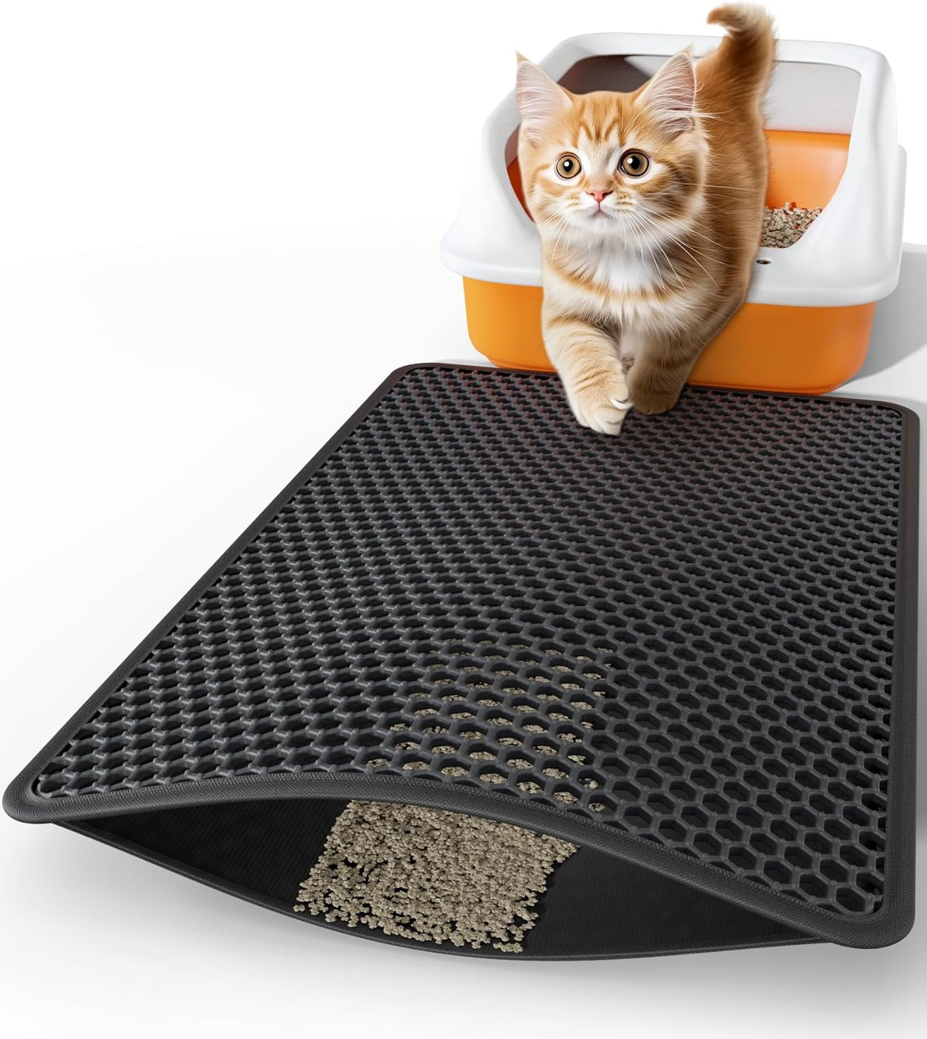 Cat Litter Mat - 23.2" x 14.6" Small Litter Box Mat with Double Layers ...
