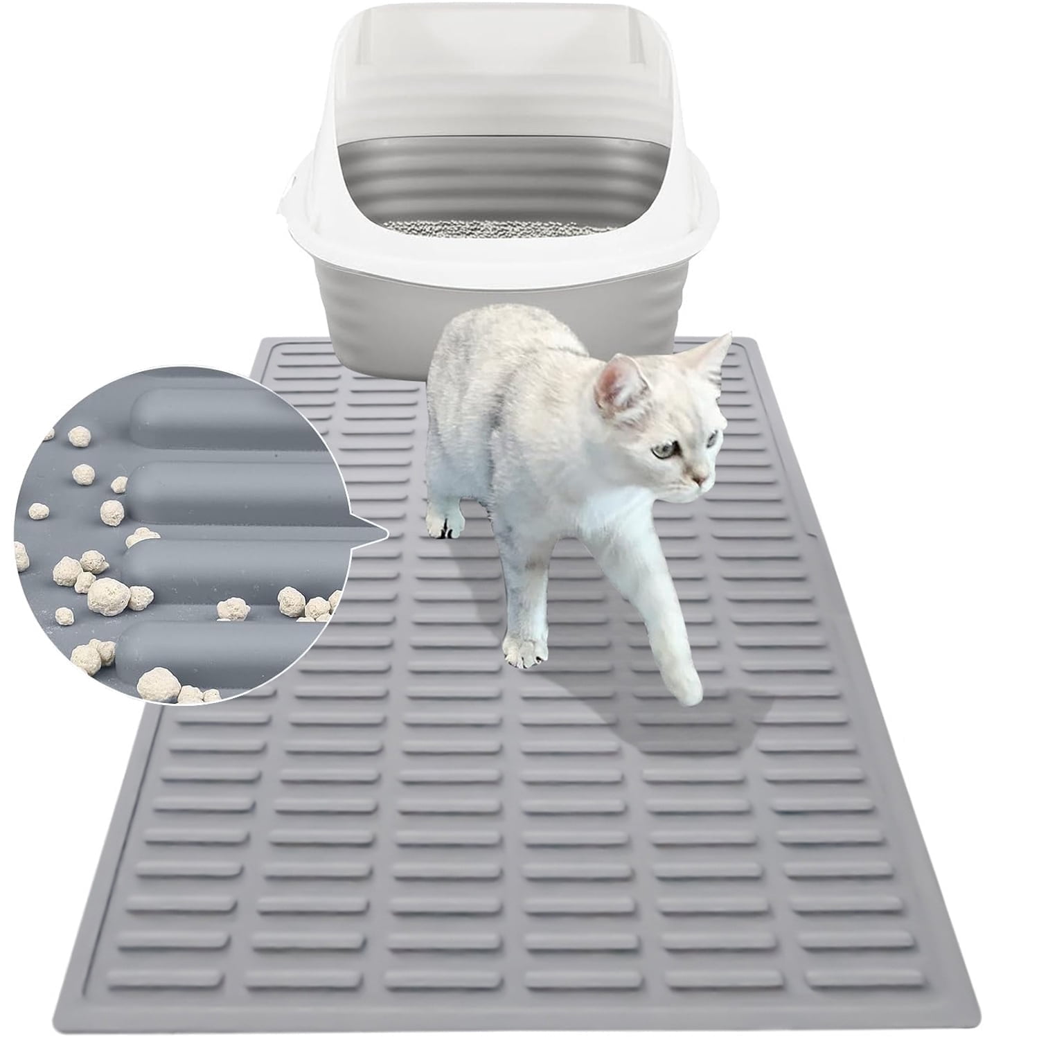 Cat Litter Mat, 24" x 15" Rubber Waterproof Kitty Litter Trapping Mat ...