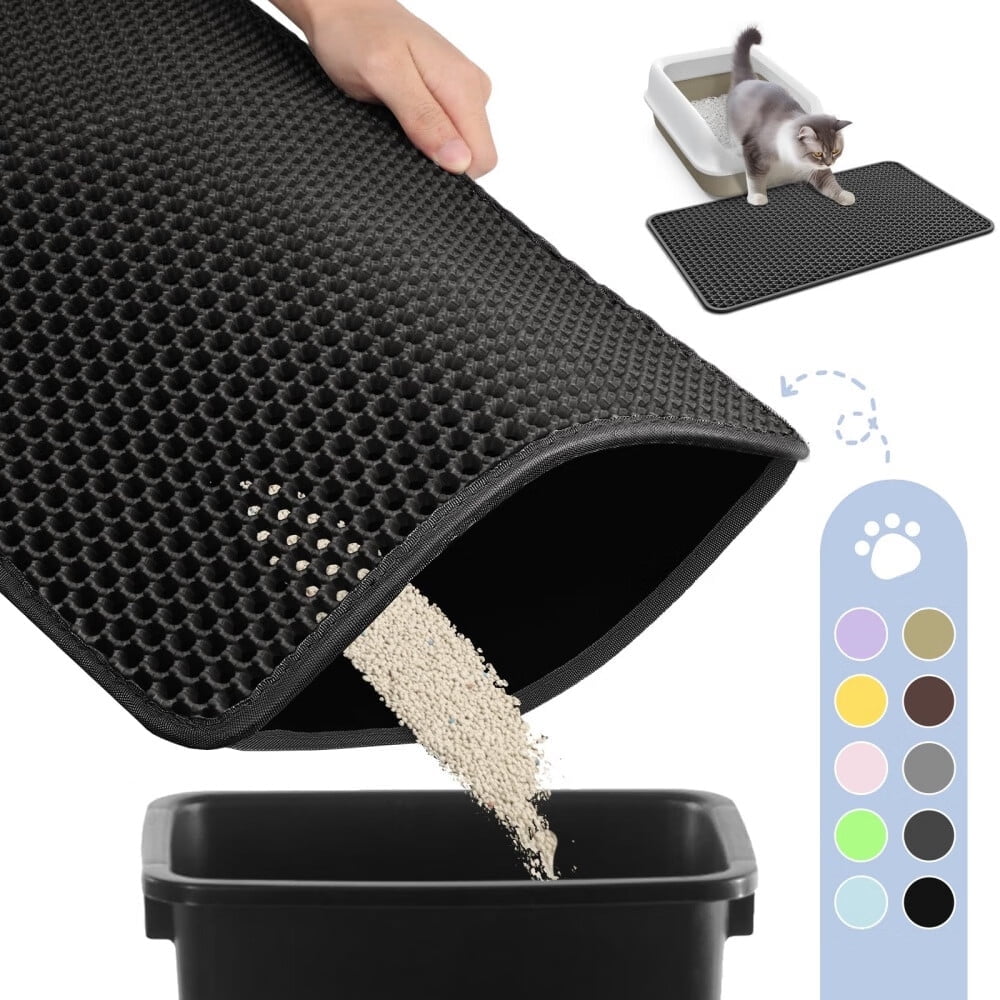 Cat Litter Mat - 24'' x 18'' Small Litter Trapping Mat,Easy to Clean ...