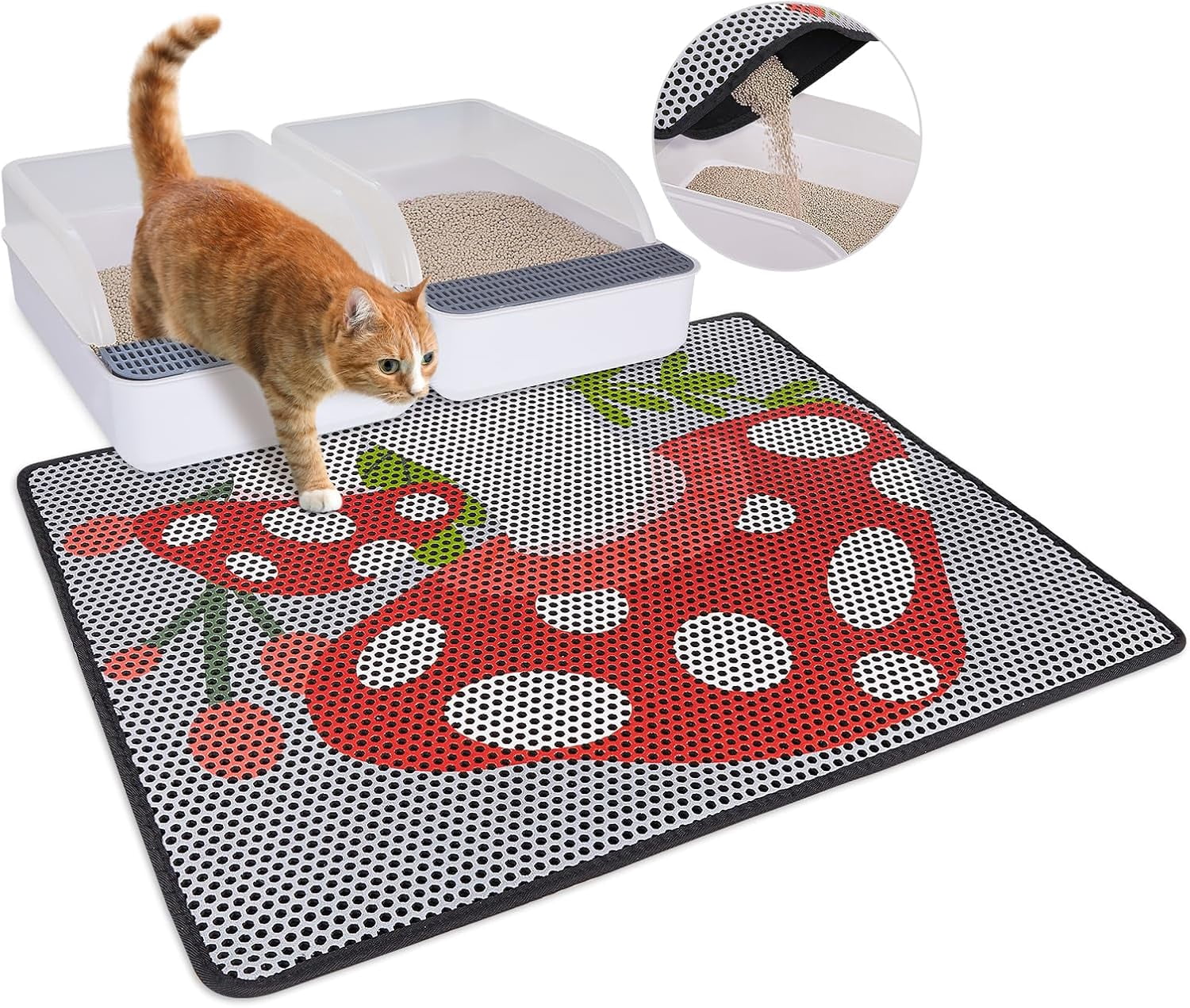 Cat Litter Mat, 30"x24" Cat Litter Trapping Mat, Double Layer Litter ...