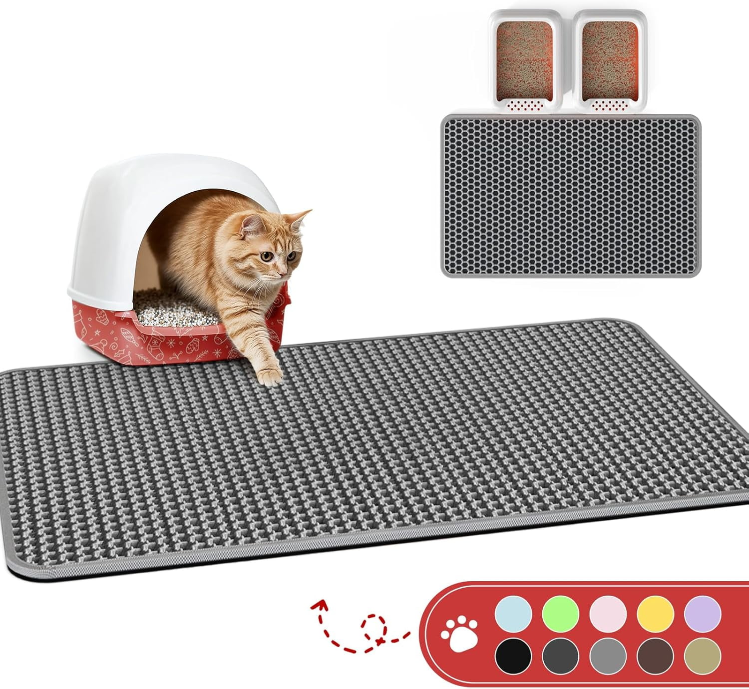 Cat Litter Mat - 30'' x 24'' Large Litter Trapping Mat, Easy to Clean ...