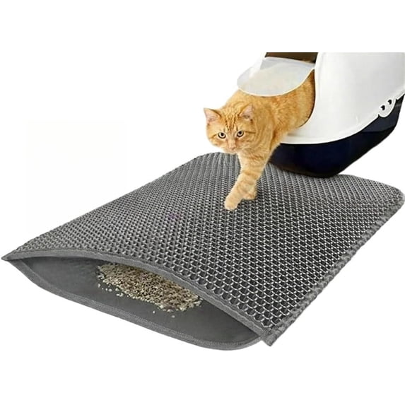 Cat Litter Mat Double Layer Litter Trapping Mat, Non-Slip Waterproof ...
