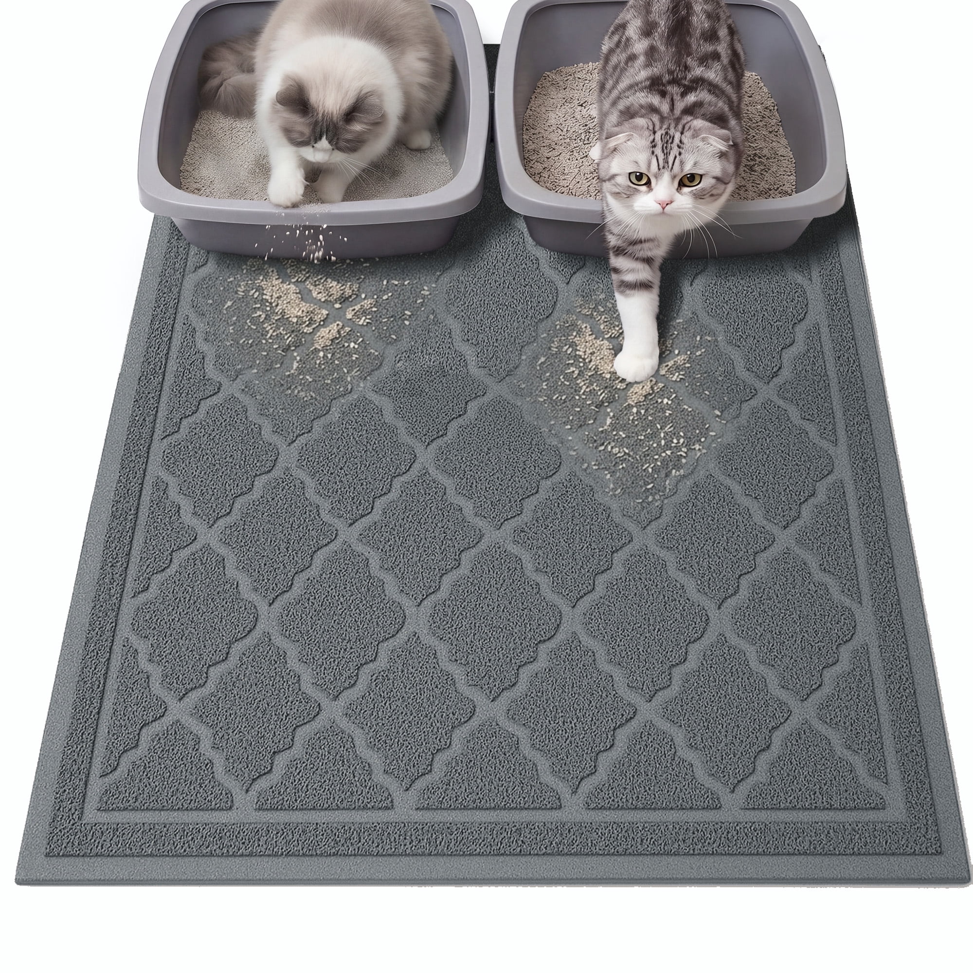 36" x 24" Cat Litter Mat Litter Trapping Mat, Non-slip Cat Litter Box ...