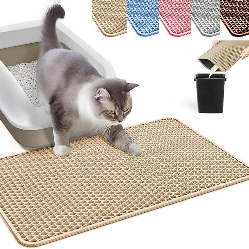 Cat Litter Mat, Honeycomb Double Layer Cat Litter Trapping Mat ...