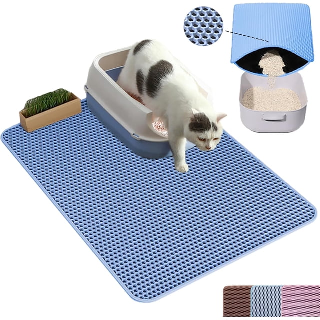 Cat Litter Mat, Honeycomb Double Layer Cat Litter Trapping Mat ...