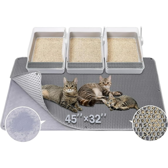 Cat Litter Mat, Honeycomb Double Layer Kitty Litter Trapping Mat, Urine ...