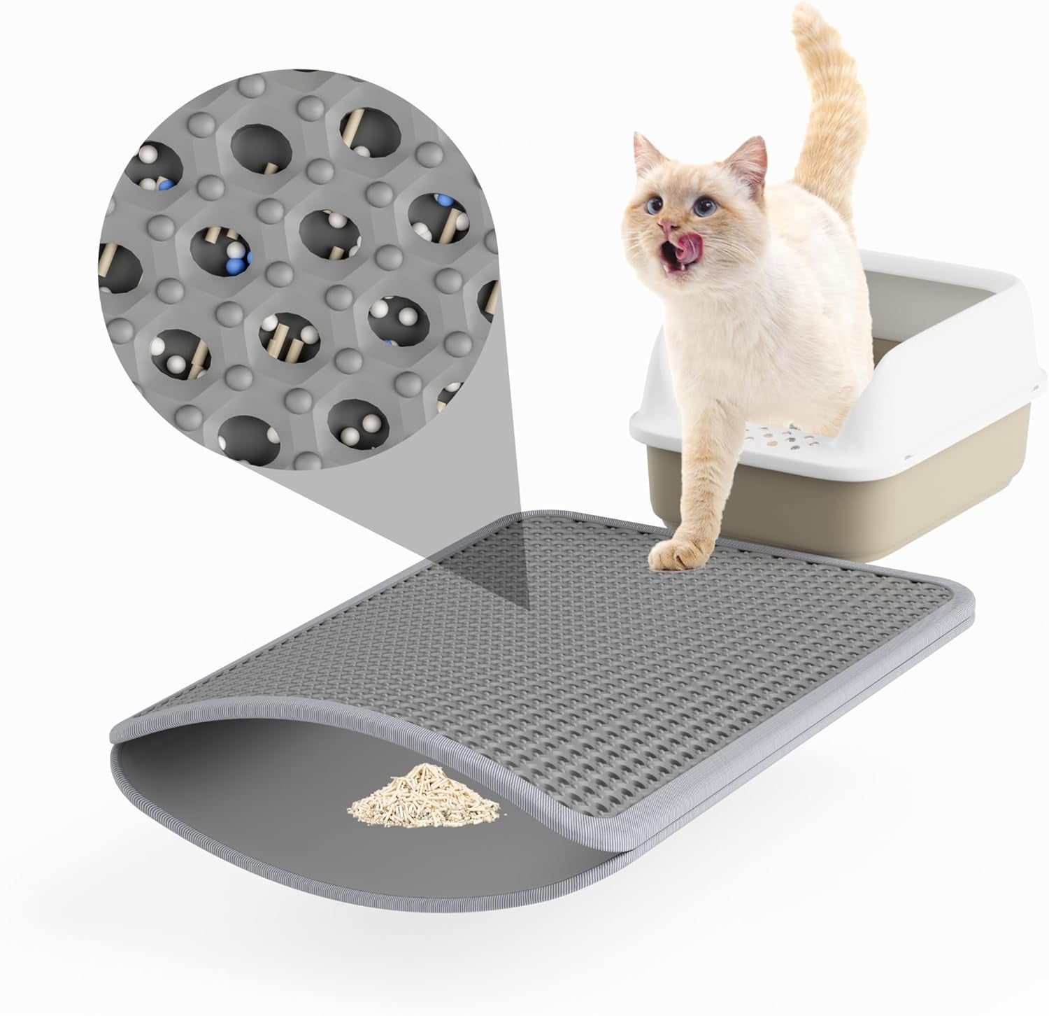 Cat Litter Mat Large - 30"x21" Litter Trapping Mat, Easy to Clean ...