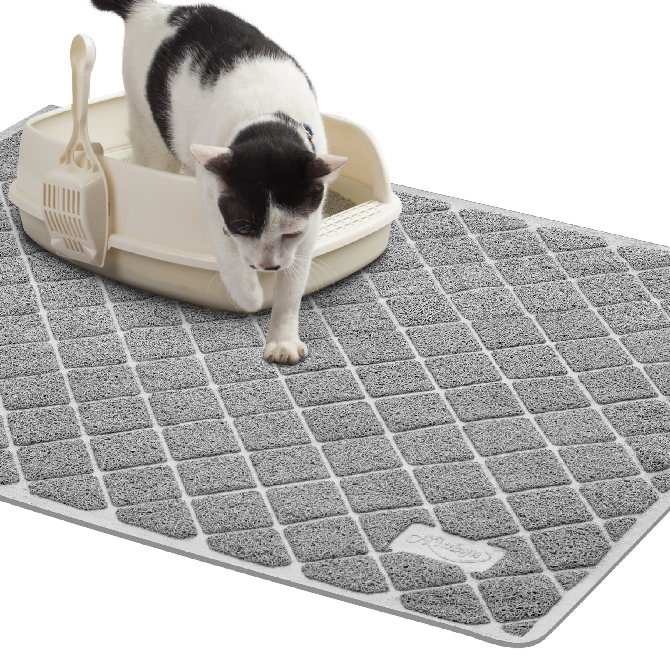Niubya Cat Litter Mat 35 x 23 inches Gray - Easy to Clean, Non-Slip ...