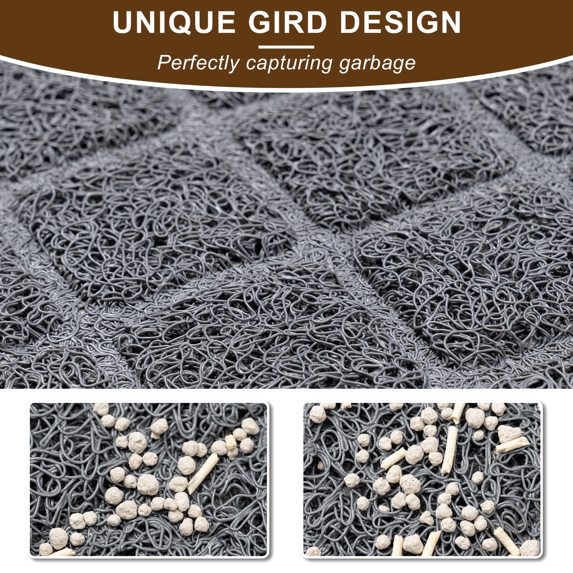 Cat Litter Mat Litter Box Mat，Litter Trapping Mat Durable PVC Pad, Easy ...