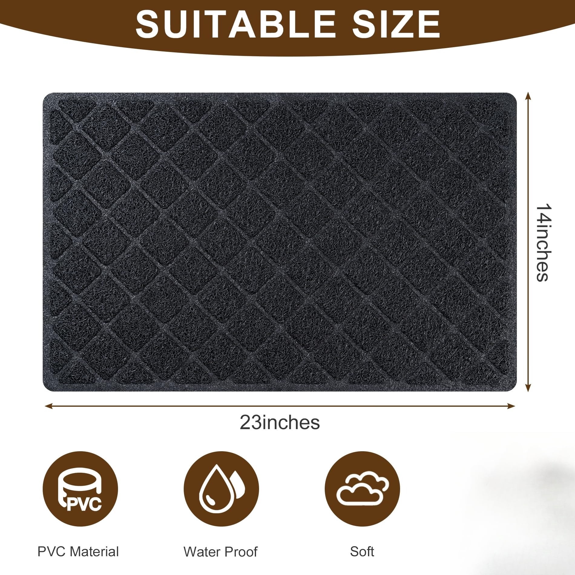 Cat Litter Mat Litter Box Mat，Litter Trapping Mat Durable PVC Pad, Easy ...