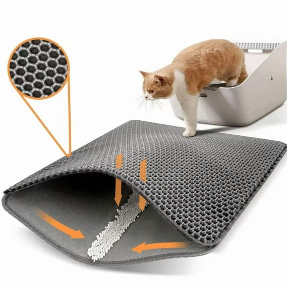 Cat Litter Mat Non Slip Big Pet Litter Box Filter Mat Double Layer Wear ...