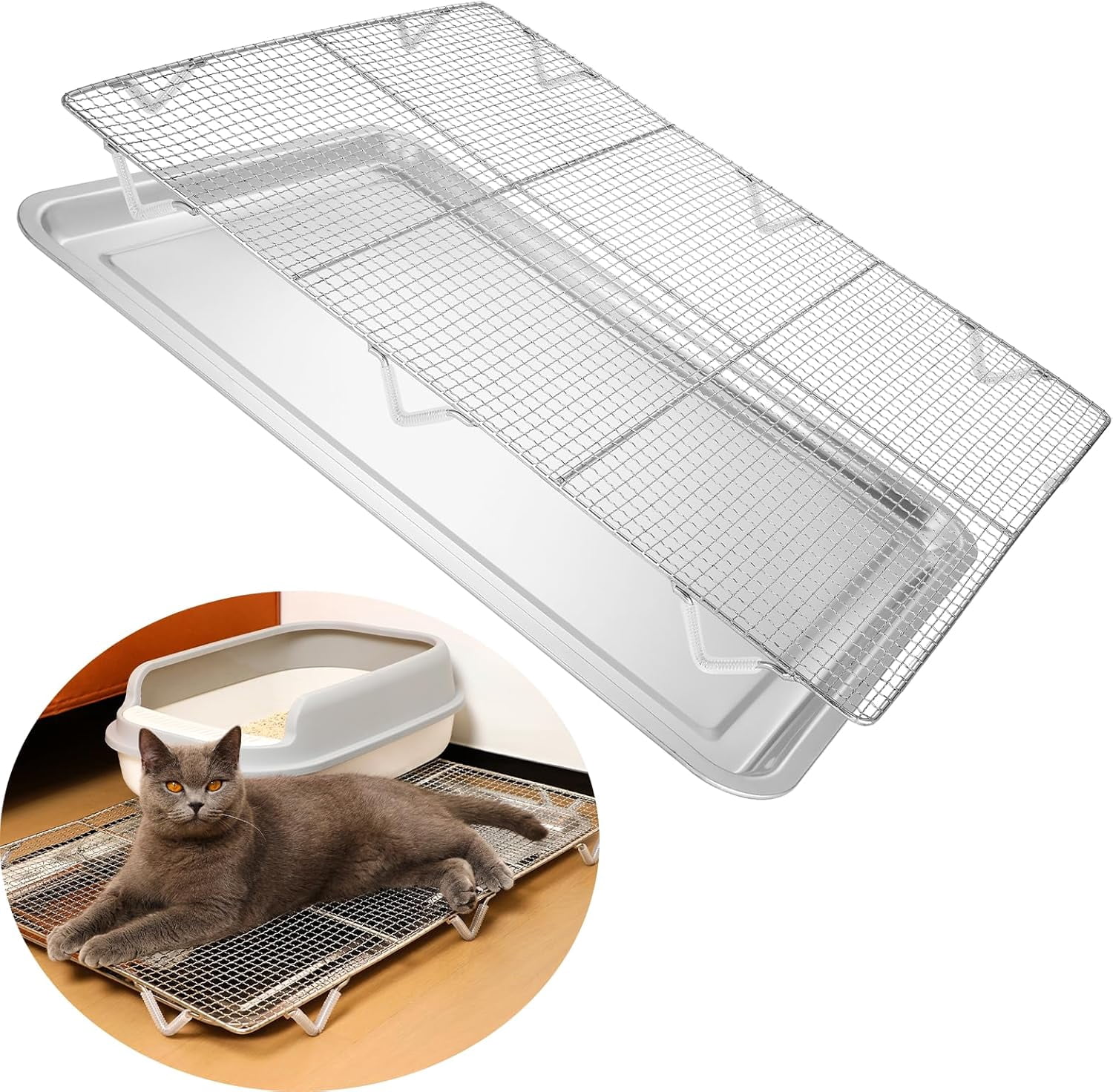 Cat Litter Mat,Stainless Steel Extra Large Cat Litter Box Mat,Easy-to ...