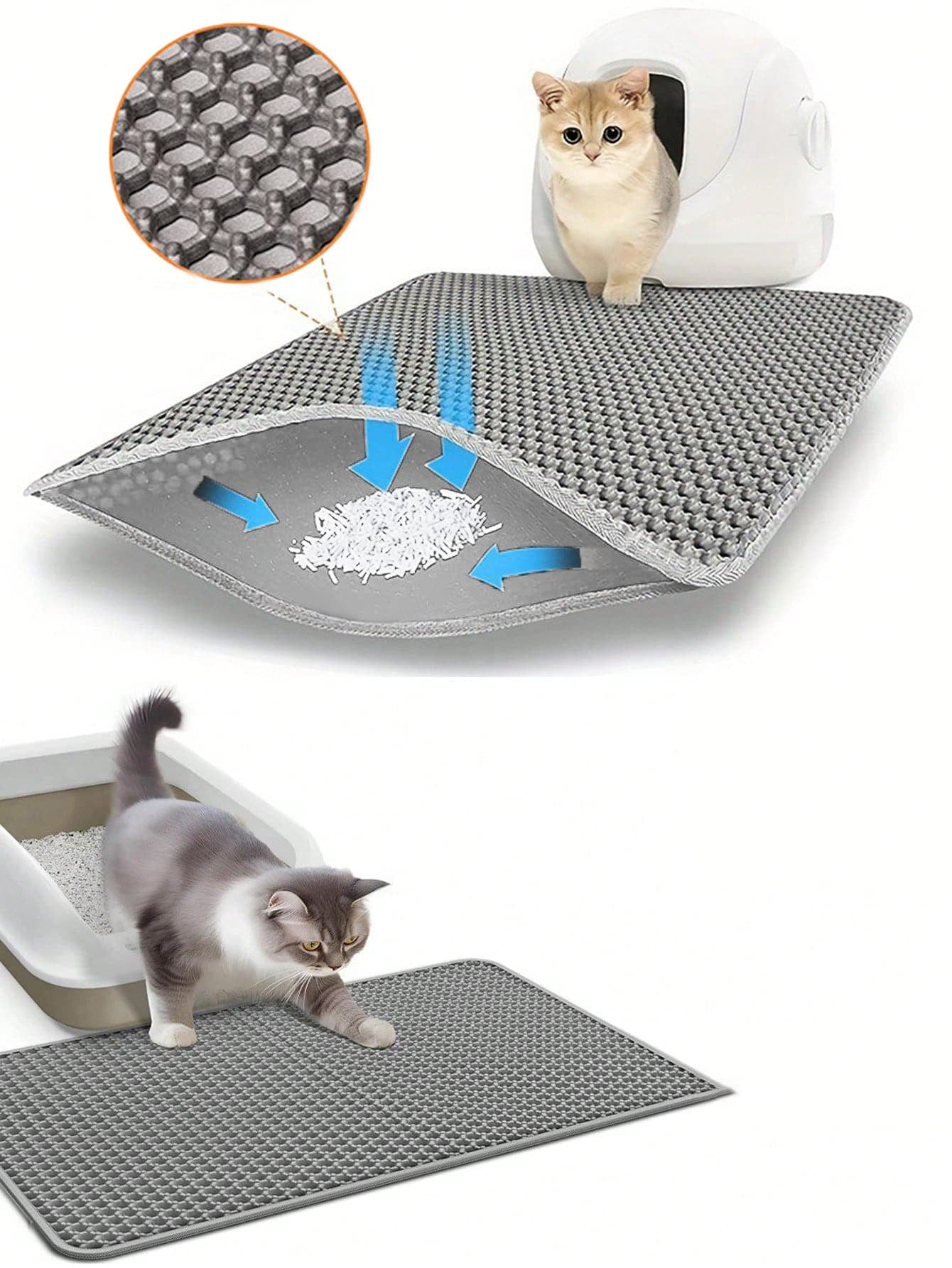 Cat Litter Mat Water Urine Proof Double Layer Pet Foldable Cat Litter ...