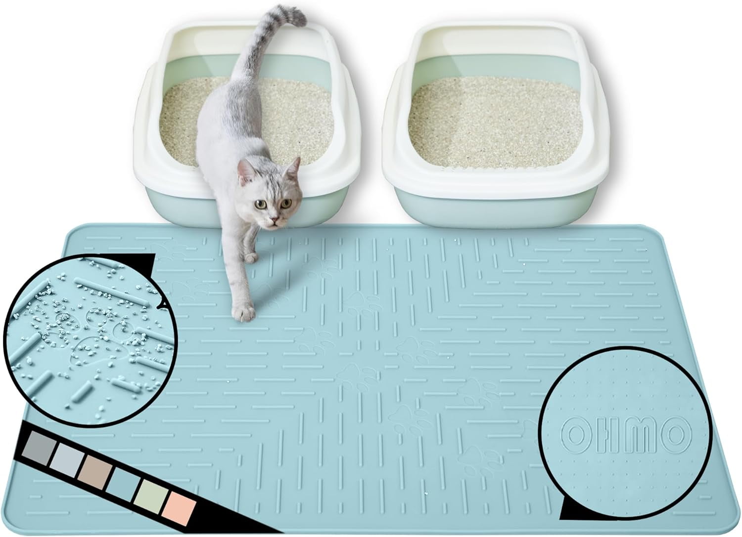 Cat Litter Mat XXL Trapping Mat Premium Silicone Rubber 37.5x25.2" Ash ...