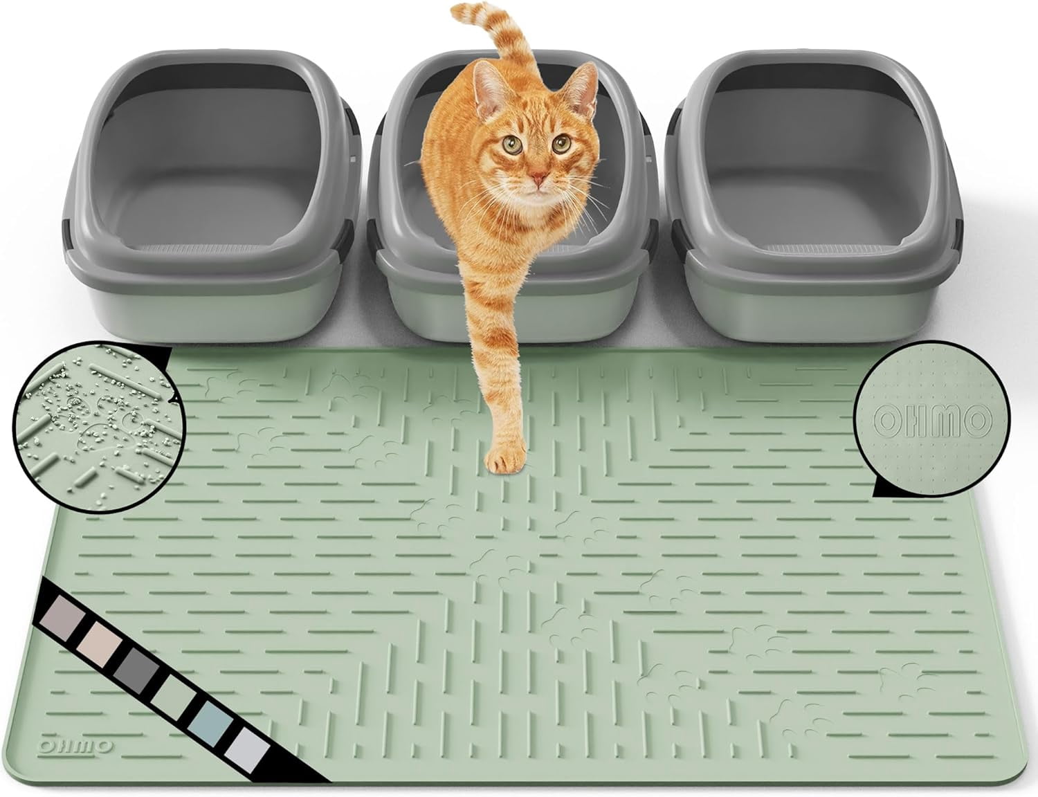 Cat Litter Mat XXL Trapping Mat Premium Silicone Rubber 37.5x25.2 Beige ...
