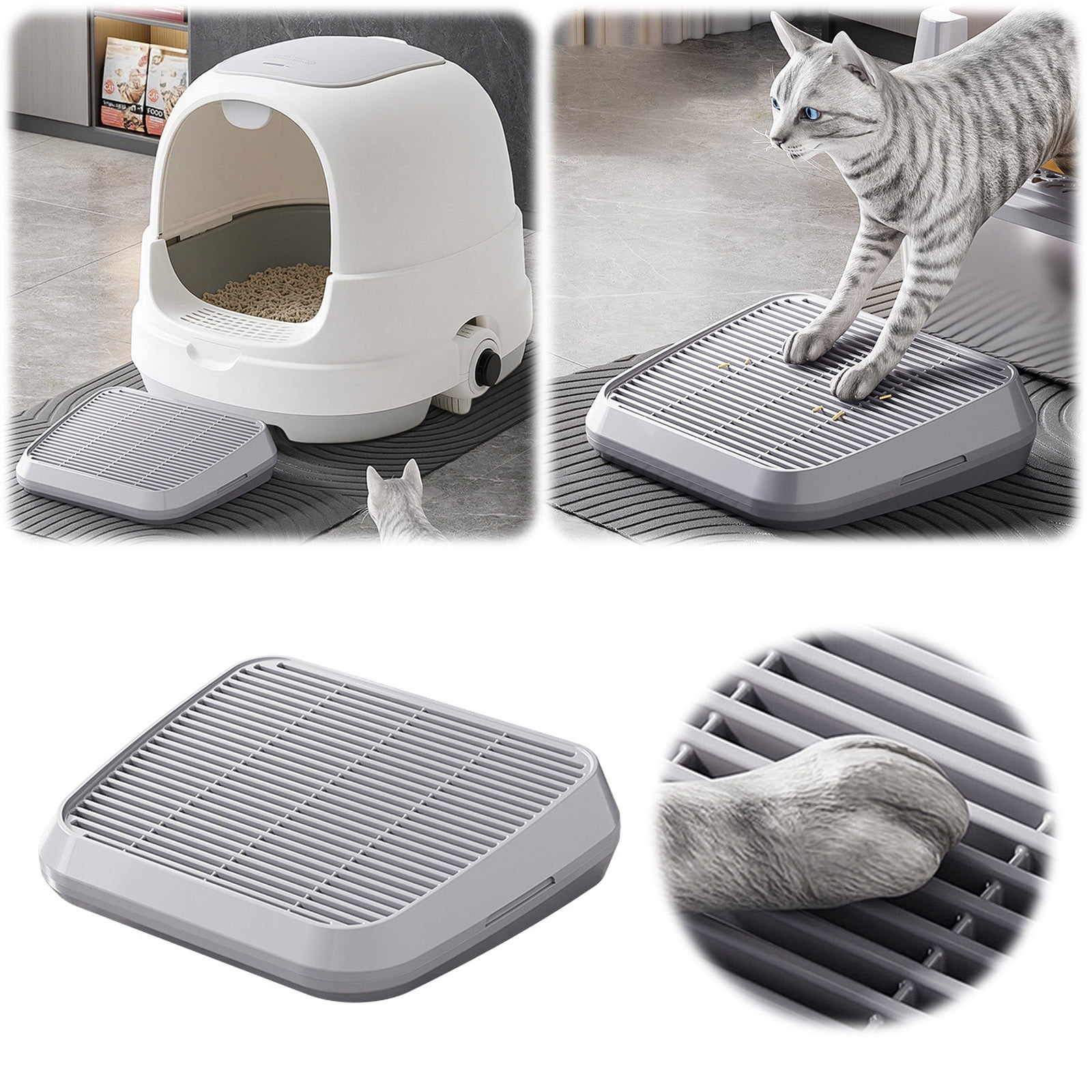 Cat Litter Ramp & Trapper Mat - 5.5-9cm ABS Ramp | Striped-Grid Sand ...