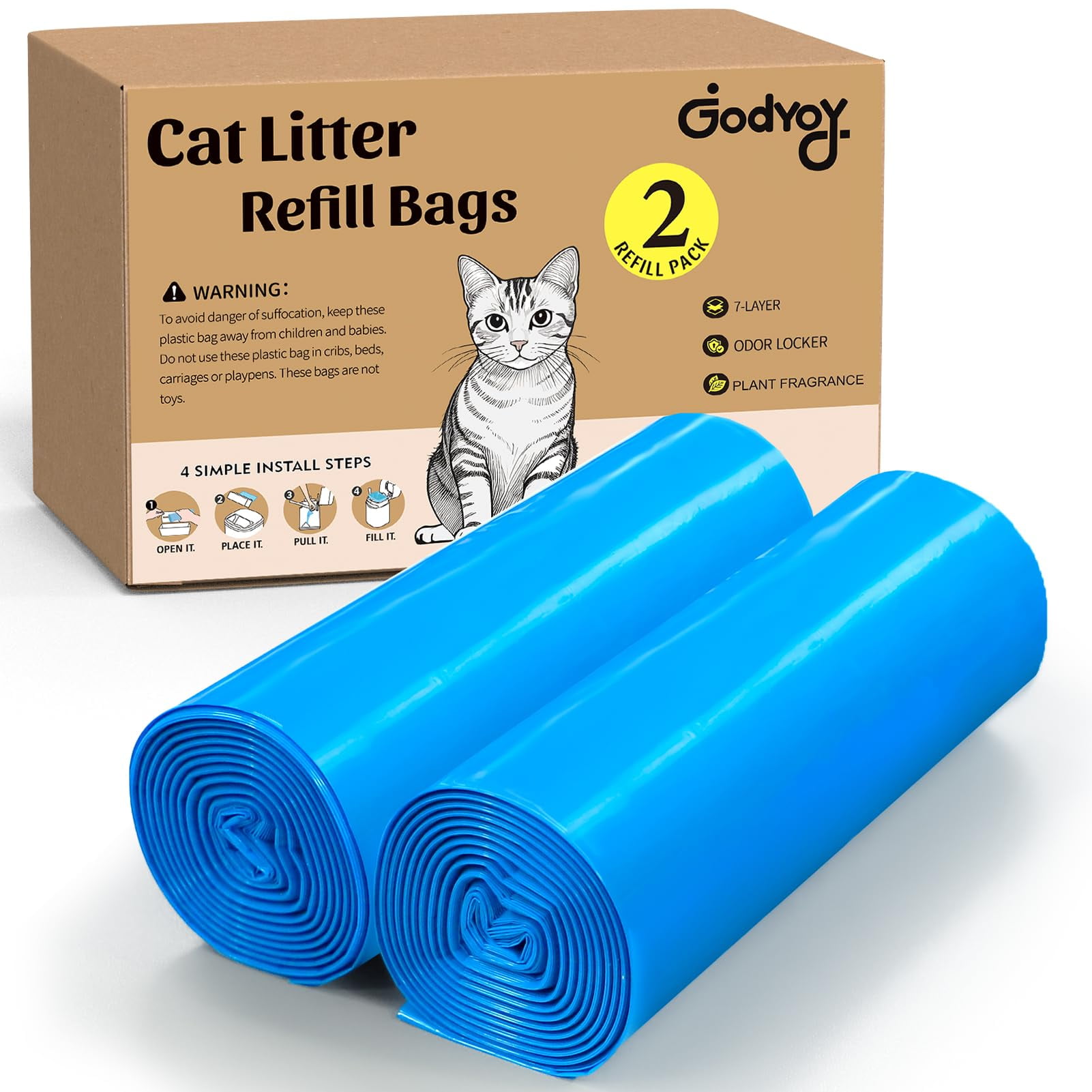 Cat Litter Refill Bags Compatible with Genie Easy Roll Litter Bin, Long ...