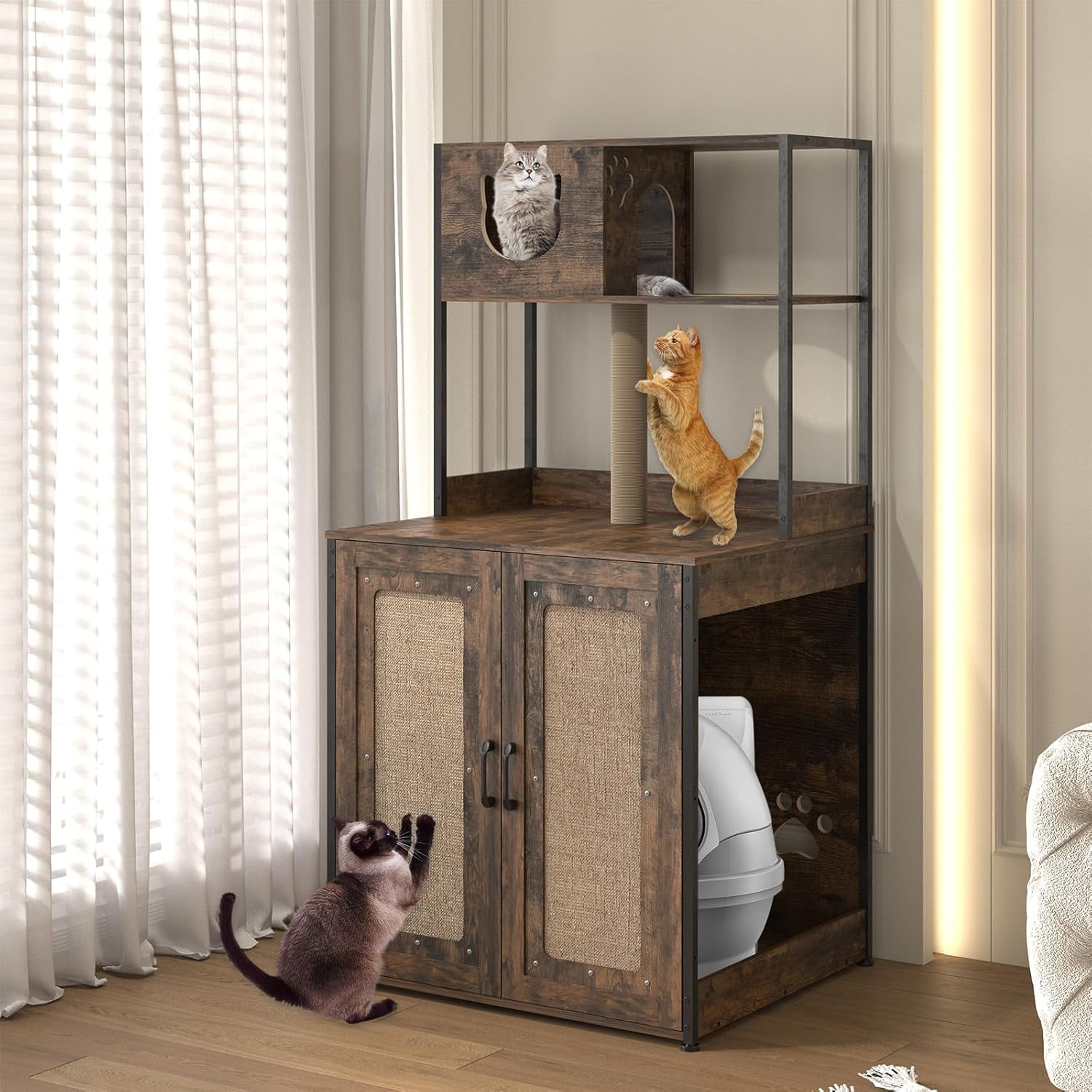 Cat Litter Robot Enclosure,Large Litter Box Enclosure Furniture with ...