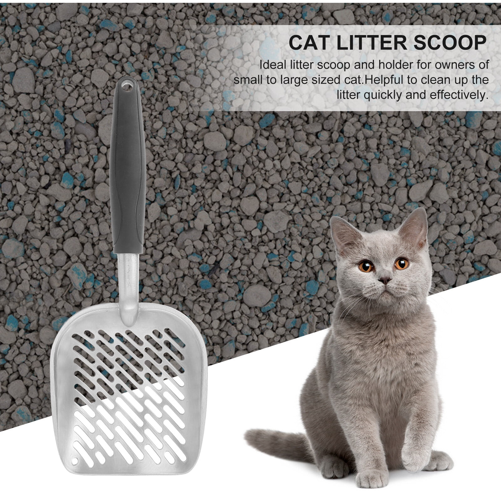 Cat Litter Scoop, Aluminum Alloy Sifter, Deep Shovel, Rubber Handle ...