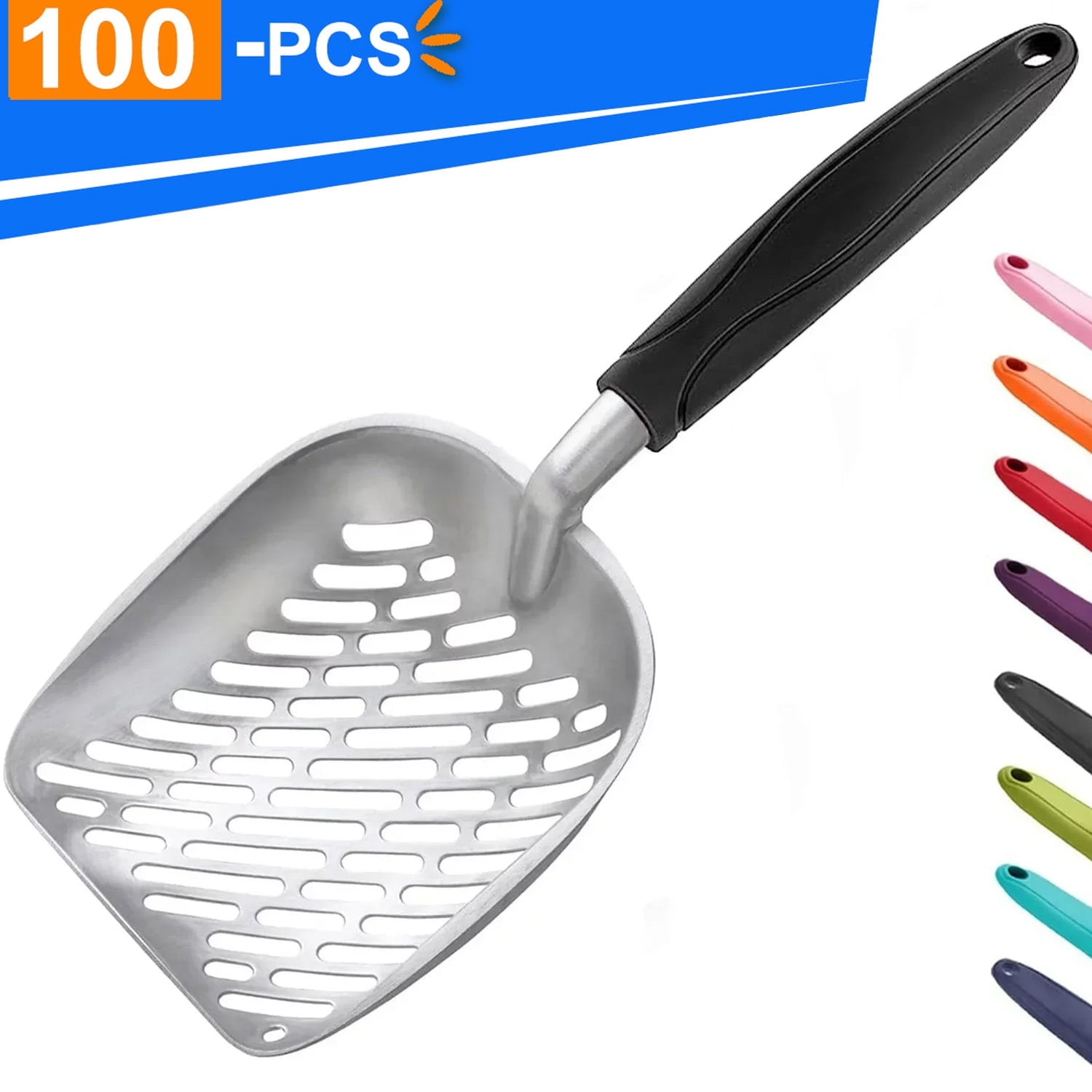 Heavy Duty Cat Litter Scoop, Metal, Long Handle, Poop Sifter for All ...