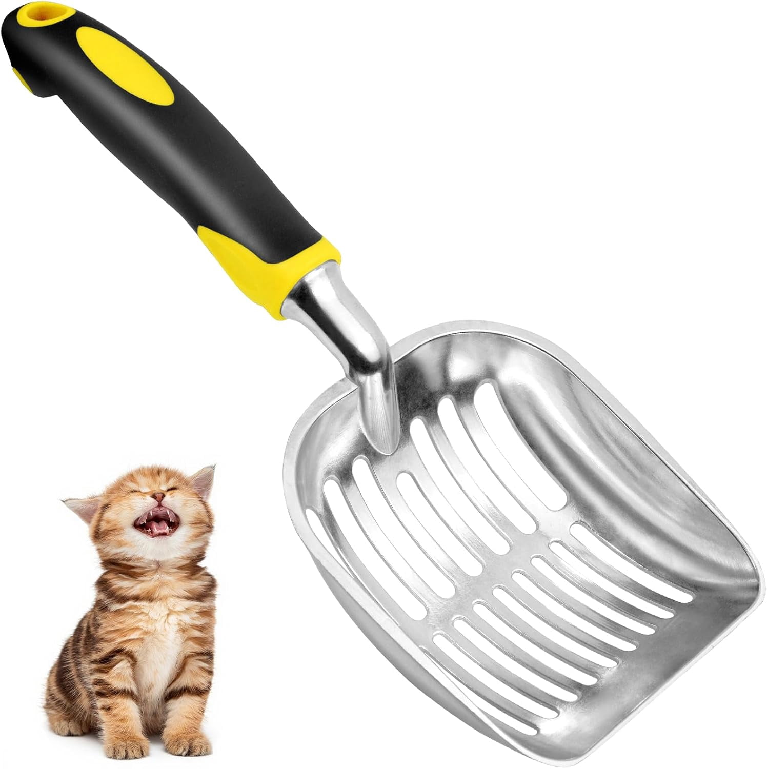Cat Litter Scoop, Metal Cat Scooper, Rubber Handle Scoop, Sifting ...