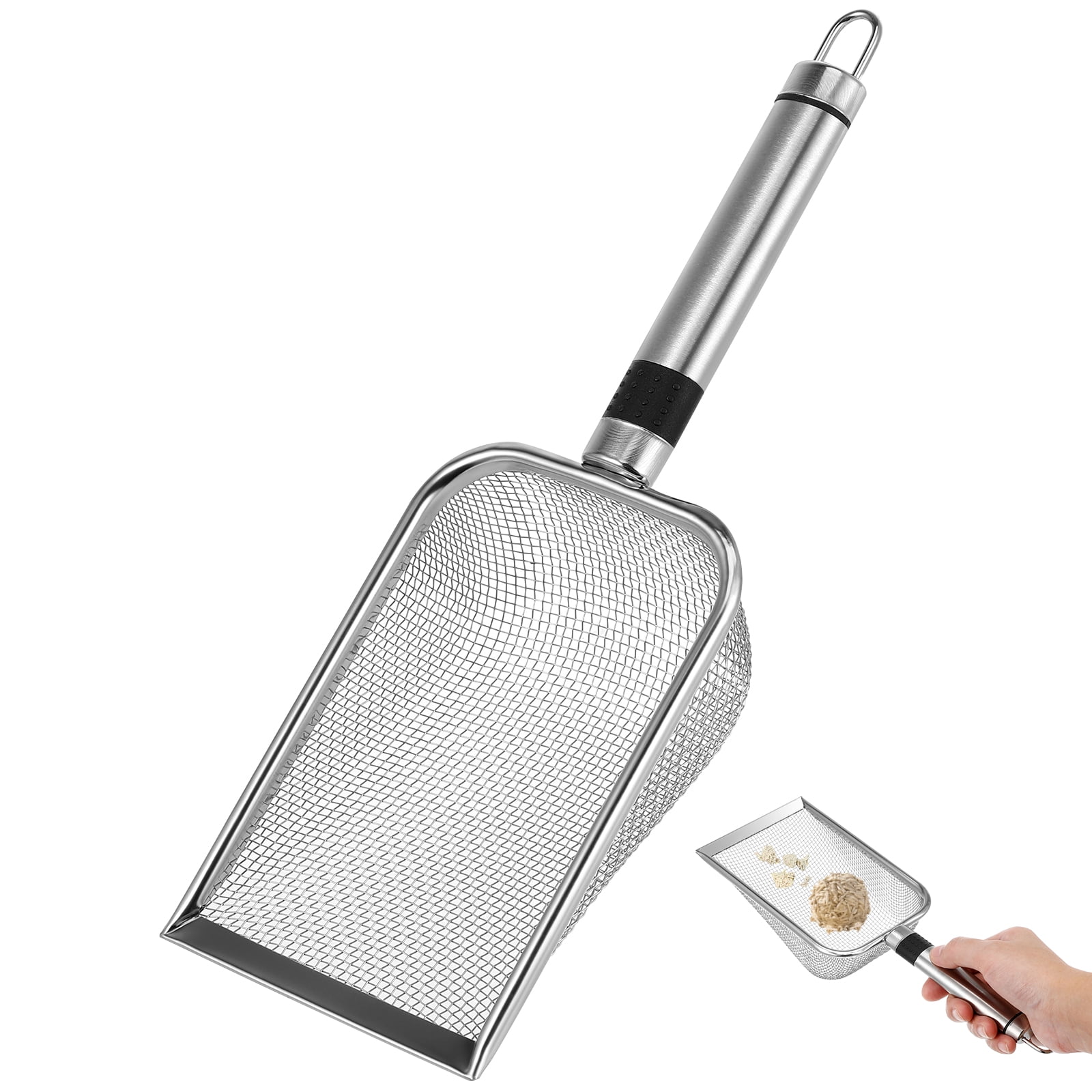 Cat Litter Scoop, Portable Heavy Duty Stainless Steel Kitten Pooper ...