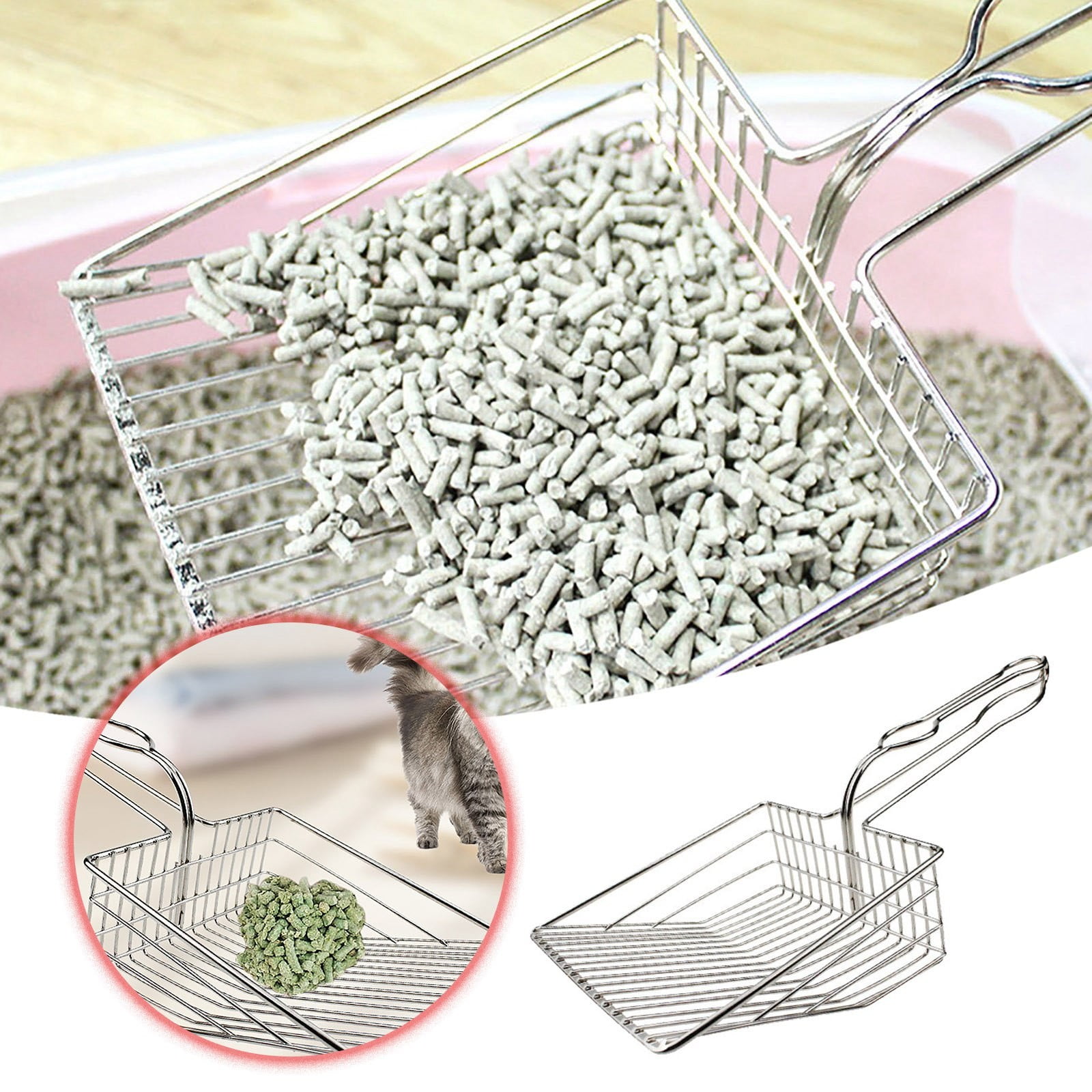 Cat Litter Scoop Kitty Shovel with Hook&Hole Metal Sifter Scooper ...