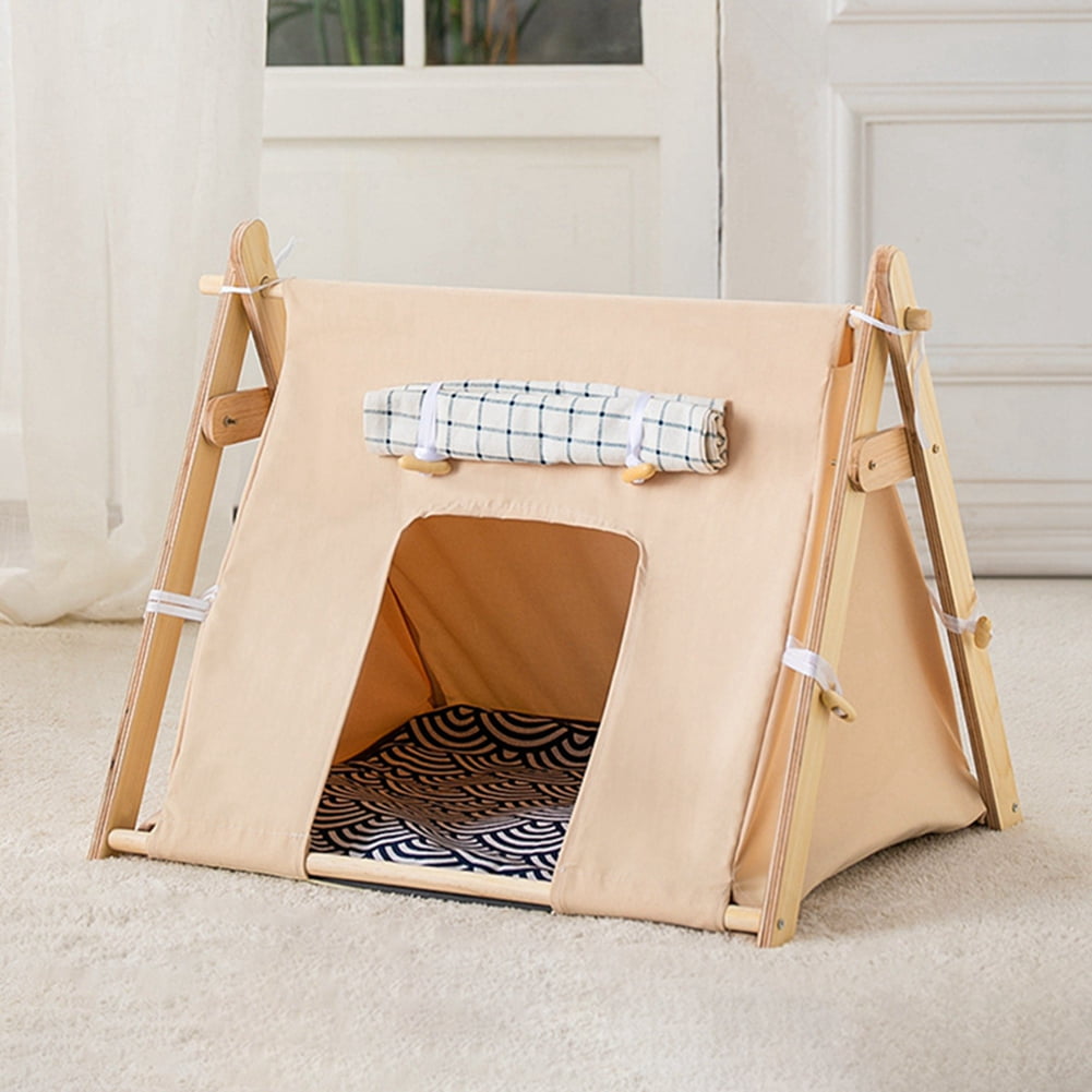 Cat Litter Tent, All Season, Adjustable Door Curtain, Wooden ...