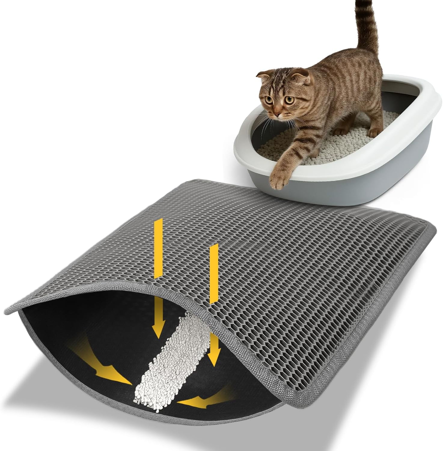 Cat Litter Trapping Mat for Small Spaces, 23.6"x14.6" Space-Saving ...