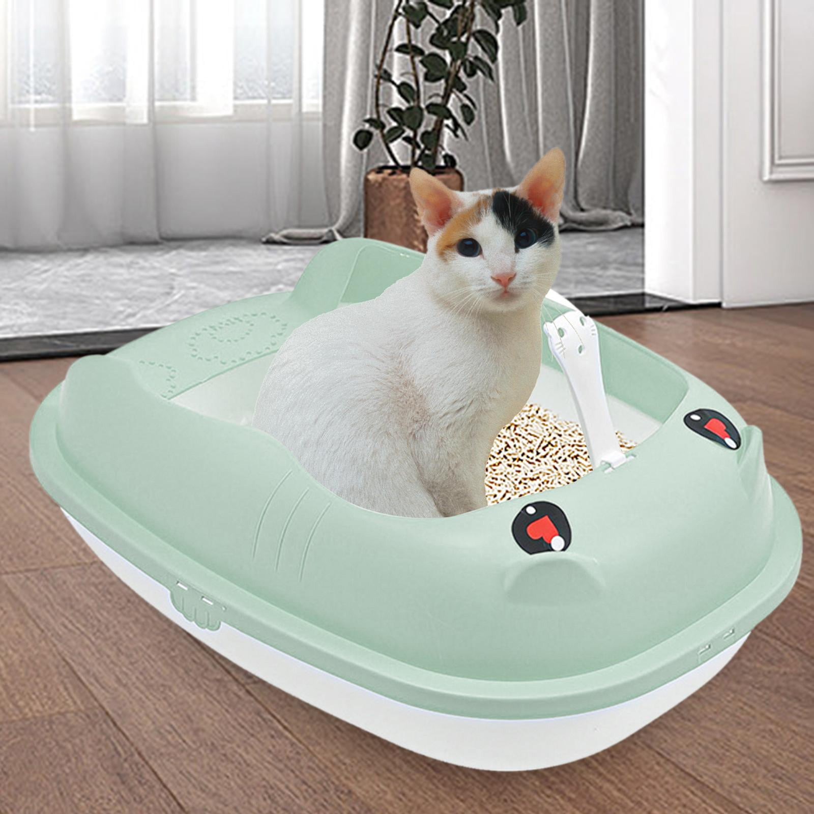 Cat Litter Tray,Cat Open Durable Semi Enclosed,Semi Open Kitten Toilet ...