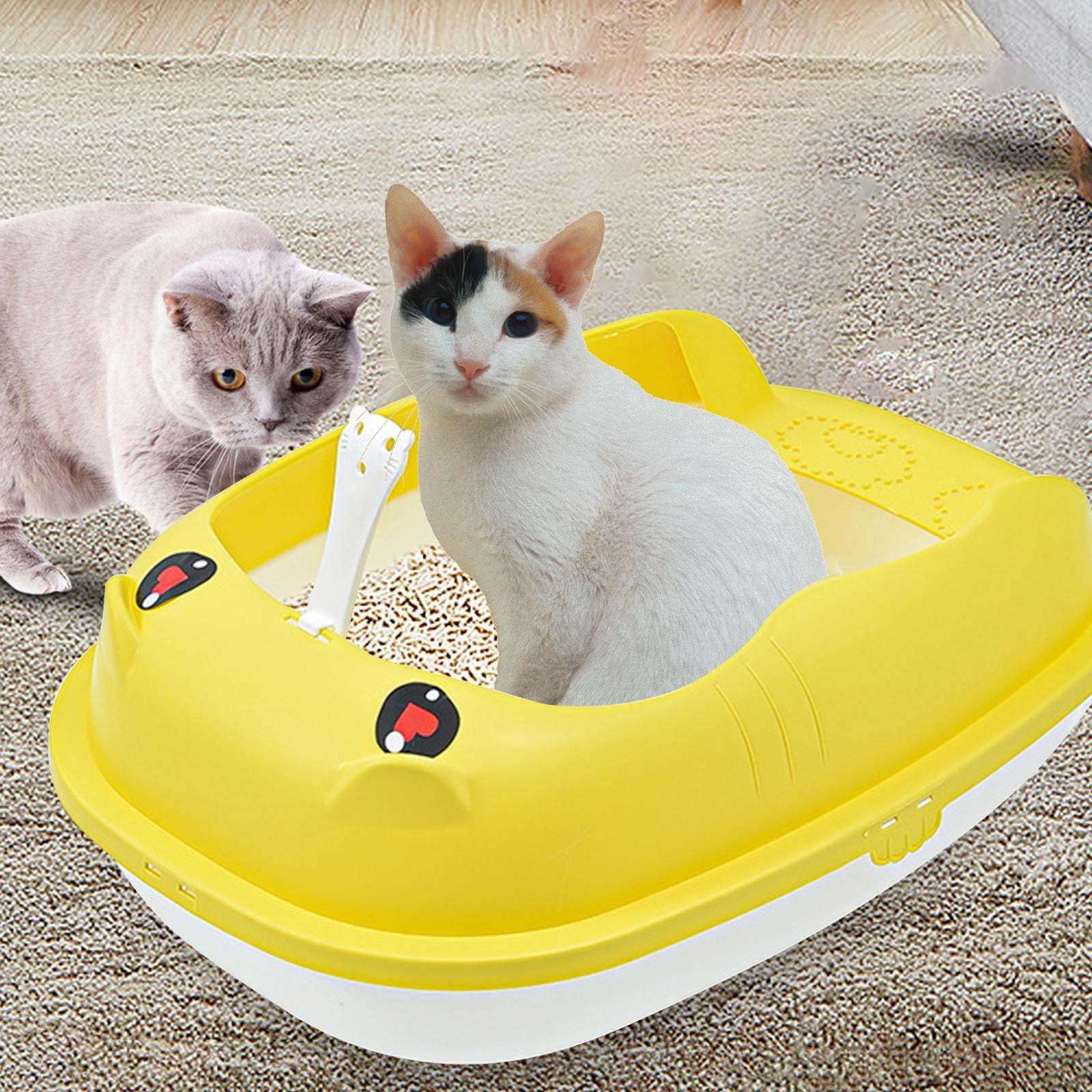Cat Litter Tray,Cat Open Durable Semi Enclosed,Semi Open Kitten Toilet ...