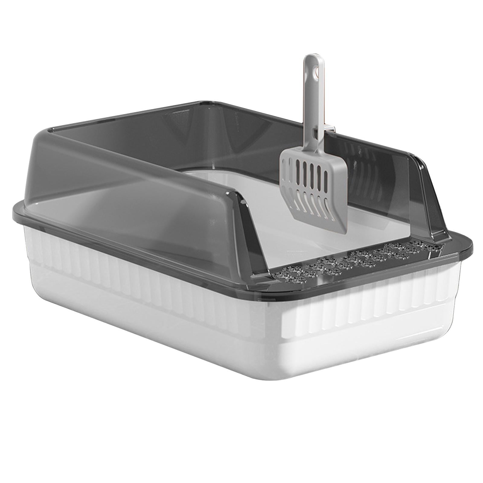 Cat Litter Tray Open Top High Sides Semi Enclosed Space Saving Sturdy ...
