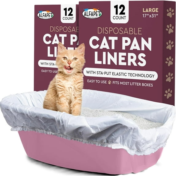 Cat Litter box liner Disposable, Elastic Liners- 24-count-For Medium ...