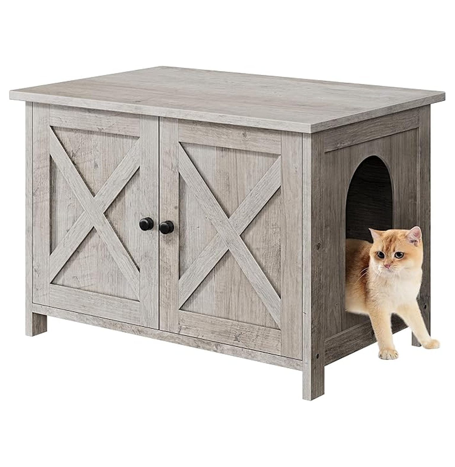 Cat Littler Box Enclosure, Litter Box Furniture with Removable Divider ...