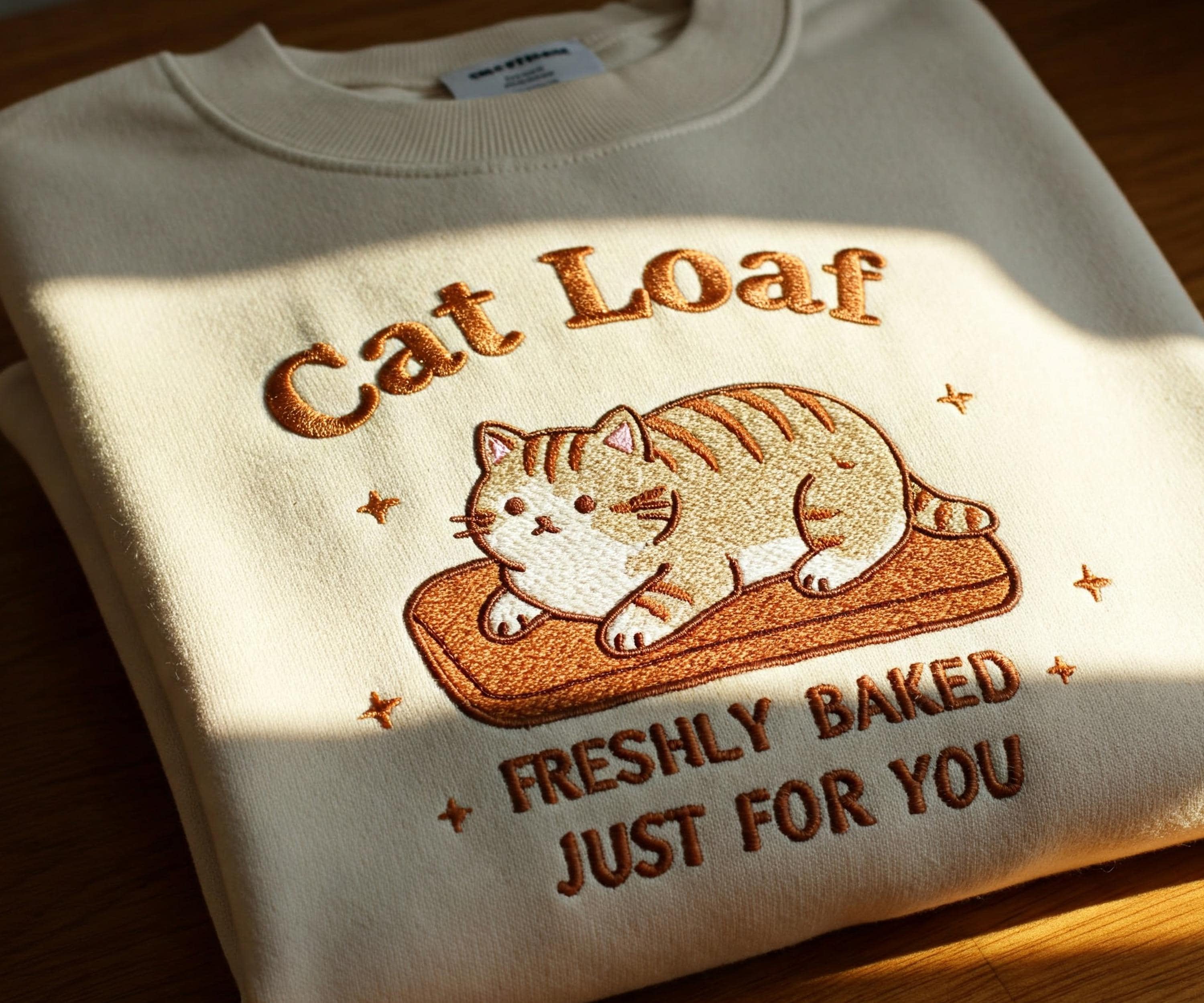 Cat Loaf Embroidered Sweatshirt, Funny Cat Meme Shirt for Bake Mom ...