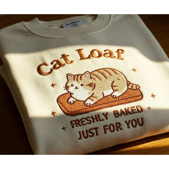 Cat Loaf Embroidered Sweatshirt, Funny Cat Meme Shirt for Bake Mom ...